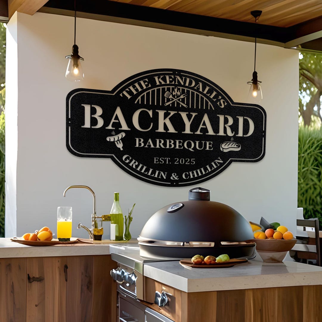 Personalized Metal Barbecue Wall Sign, Custom Grill Sign, Barbecue Sign ...