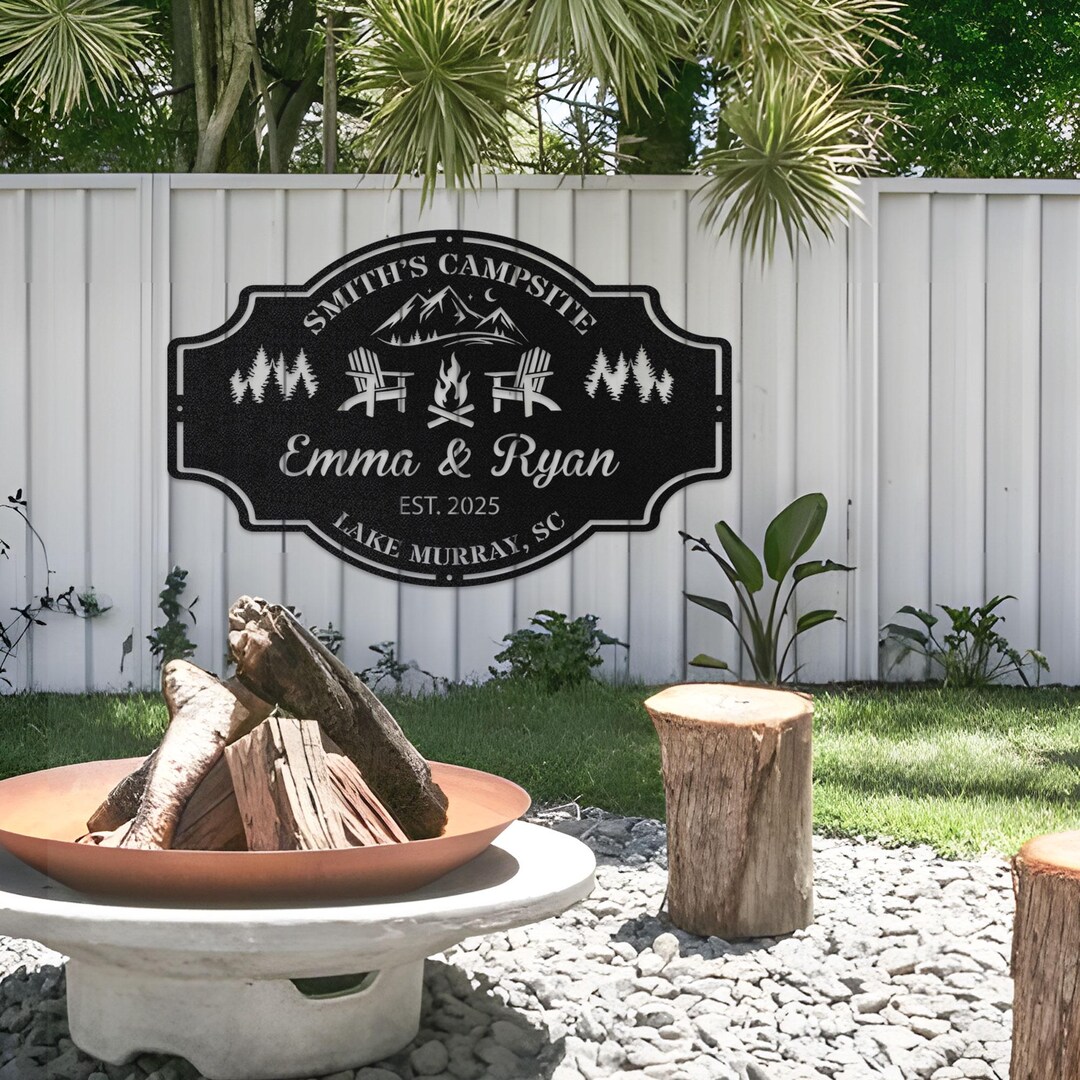 Personalized Metal Campfire Sign: Custom Family Name Cabin Decor - Etsy