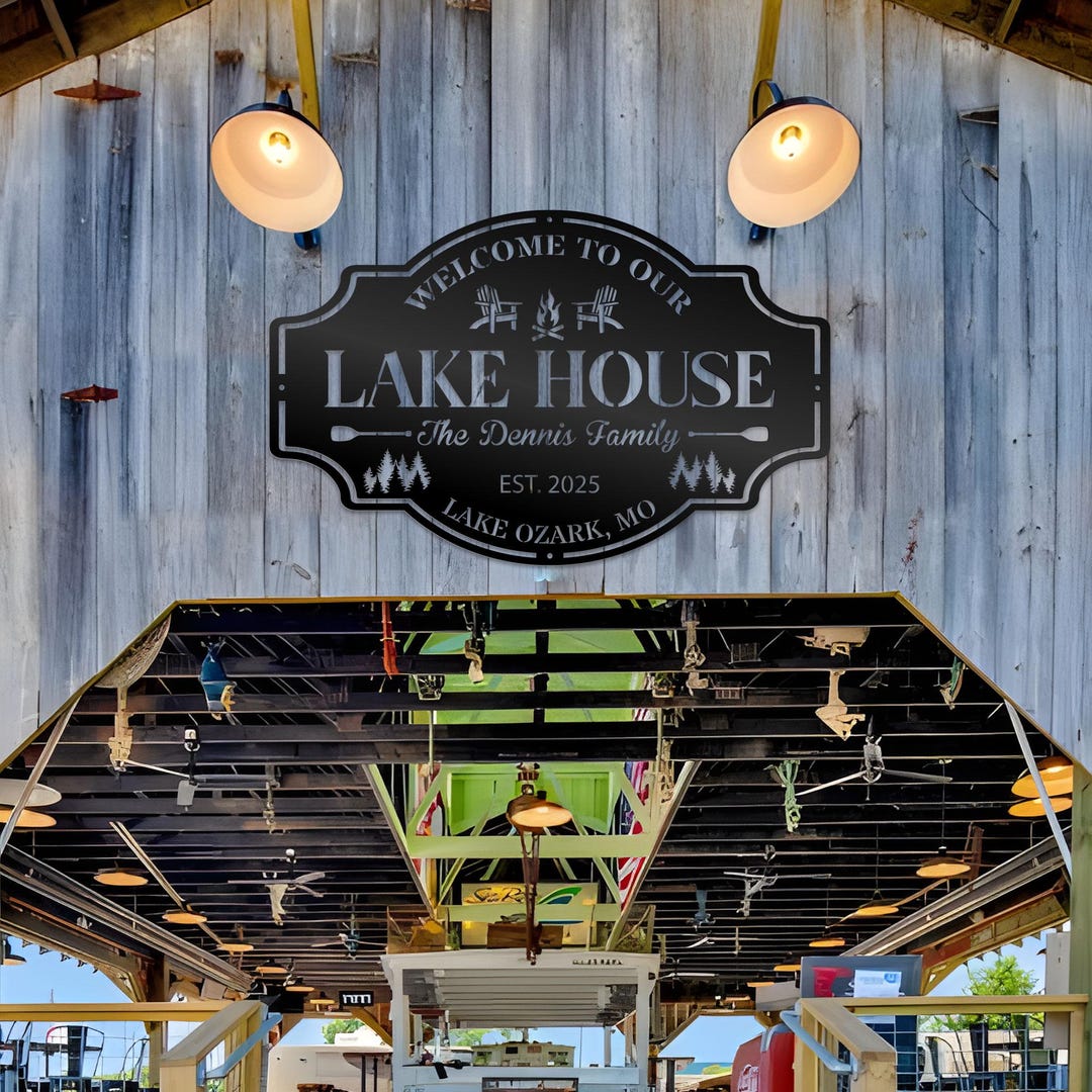 Personalized Lake House Sign: Custom Metal Paddle Decor, Last Name Sign ...