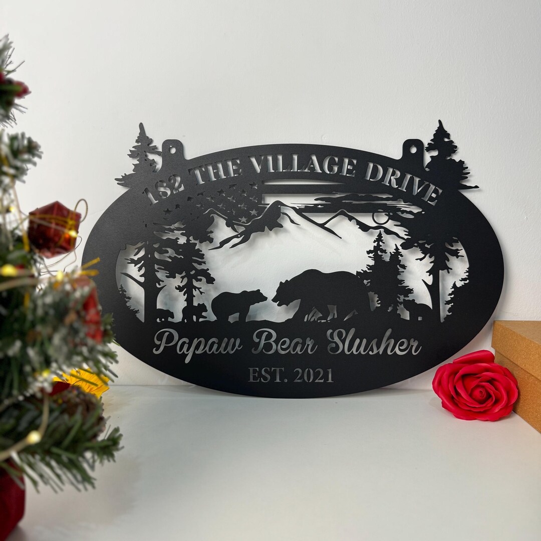 Custom Bear Forest Metal Sign,personalized Bear Family Name Sign ...