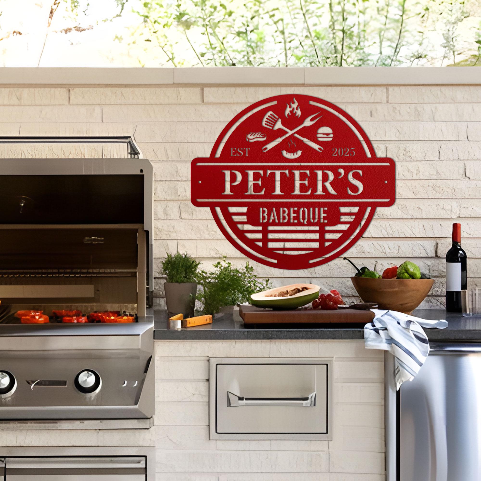 Personalized BBQ Metal Sign: Custom Grill Decor, Outdoor Barbecue Art ...