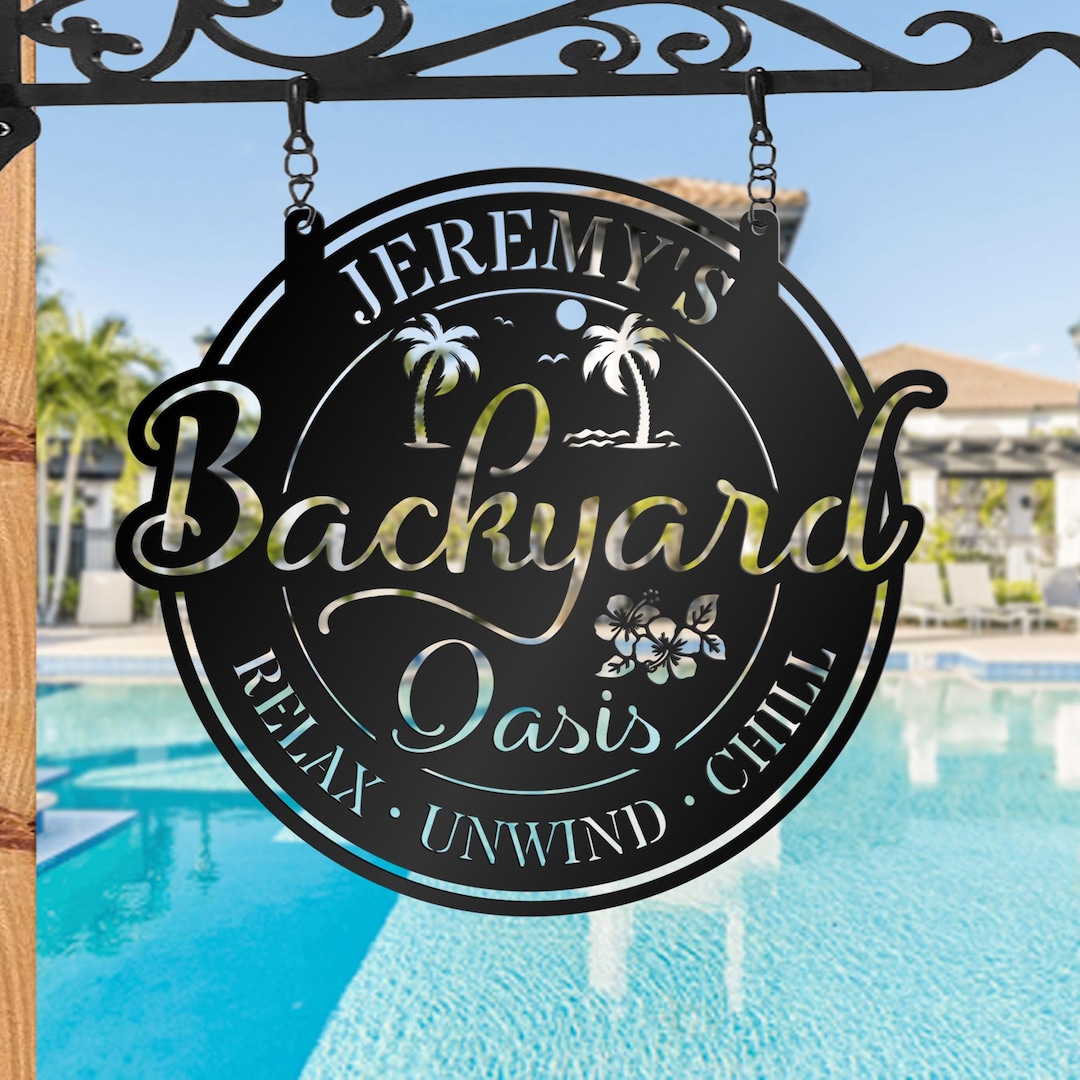 Personalized Backyard Pool Metal Sign,outdoor Wall Decor,pool Signs for ...
