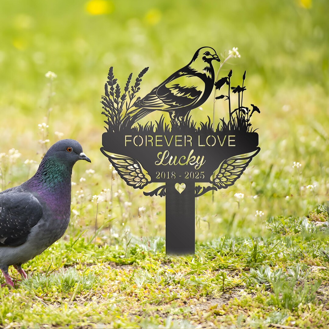 Custom Pigeon Memorial Stake, Metal Stake, Pigeon Loss, Sympathy Sign ...