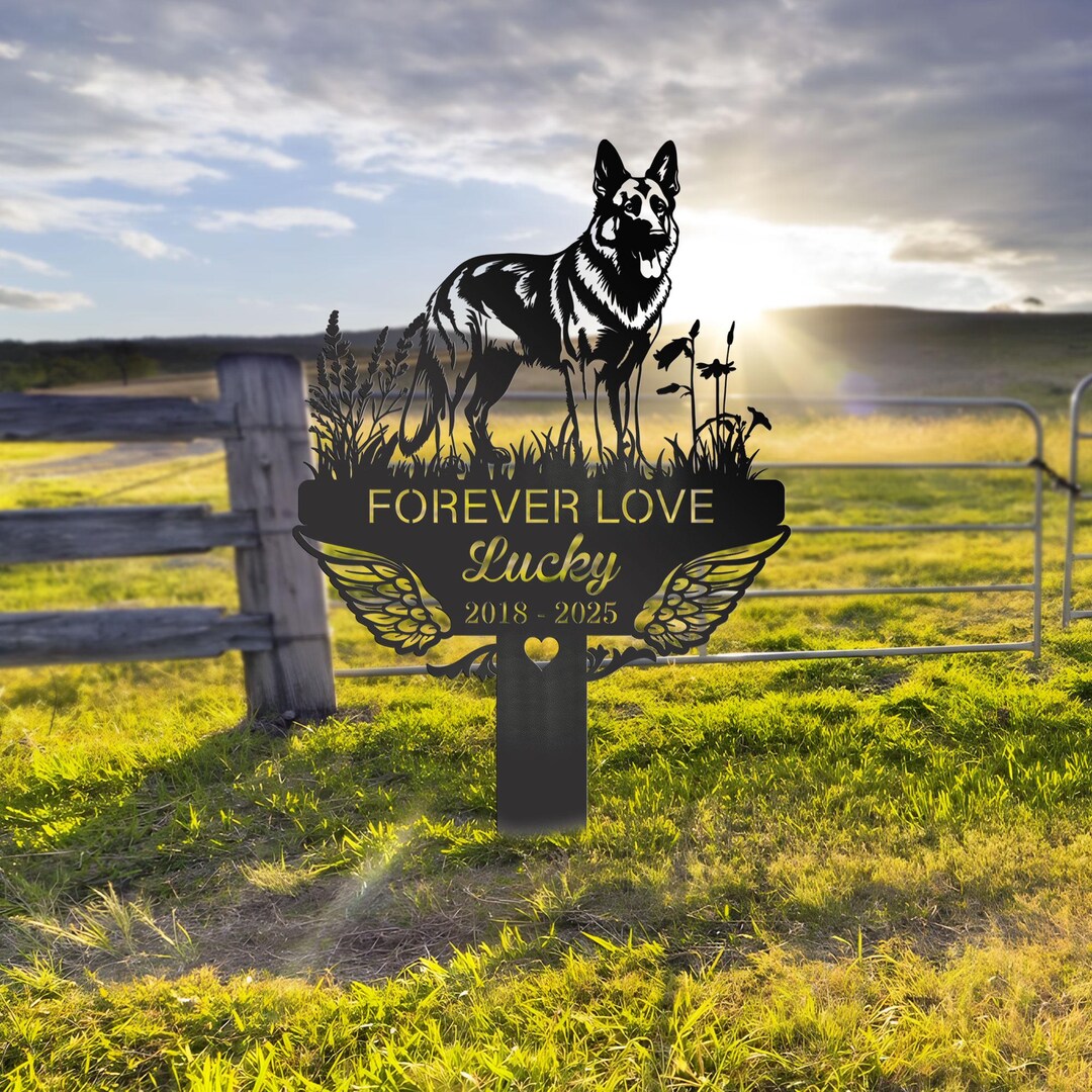 Personalized German Shepherd Memorial Stake: Metal Pet Grave Marker ...