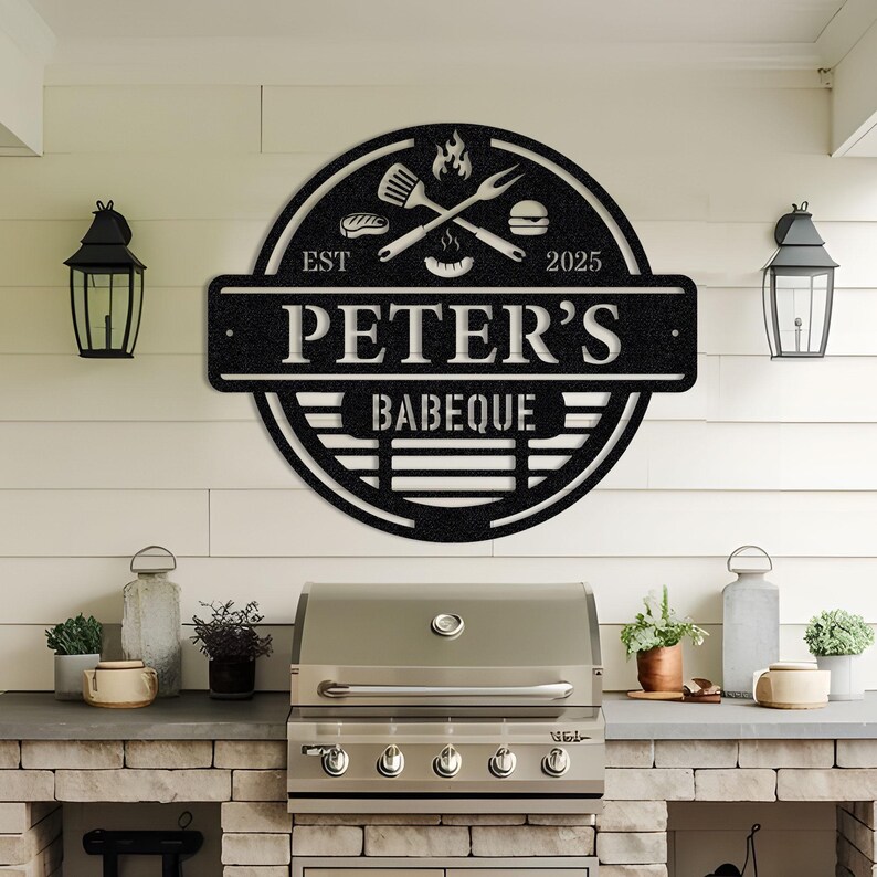 Personalized BBQ Metal Sign: Custom Grill Decor, Outdoor Barbecue Art ...