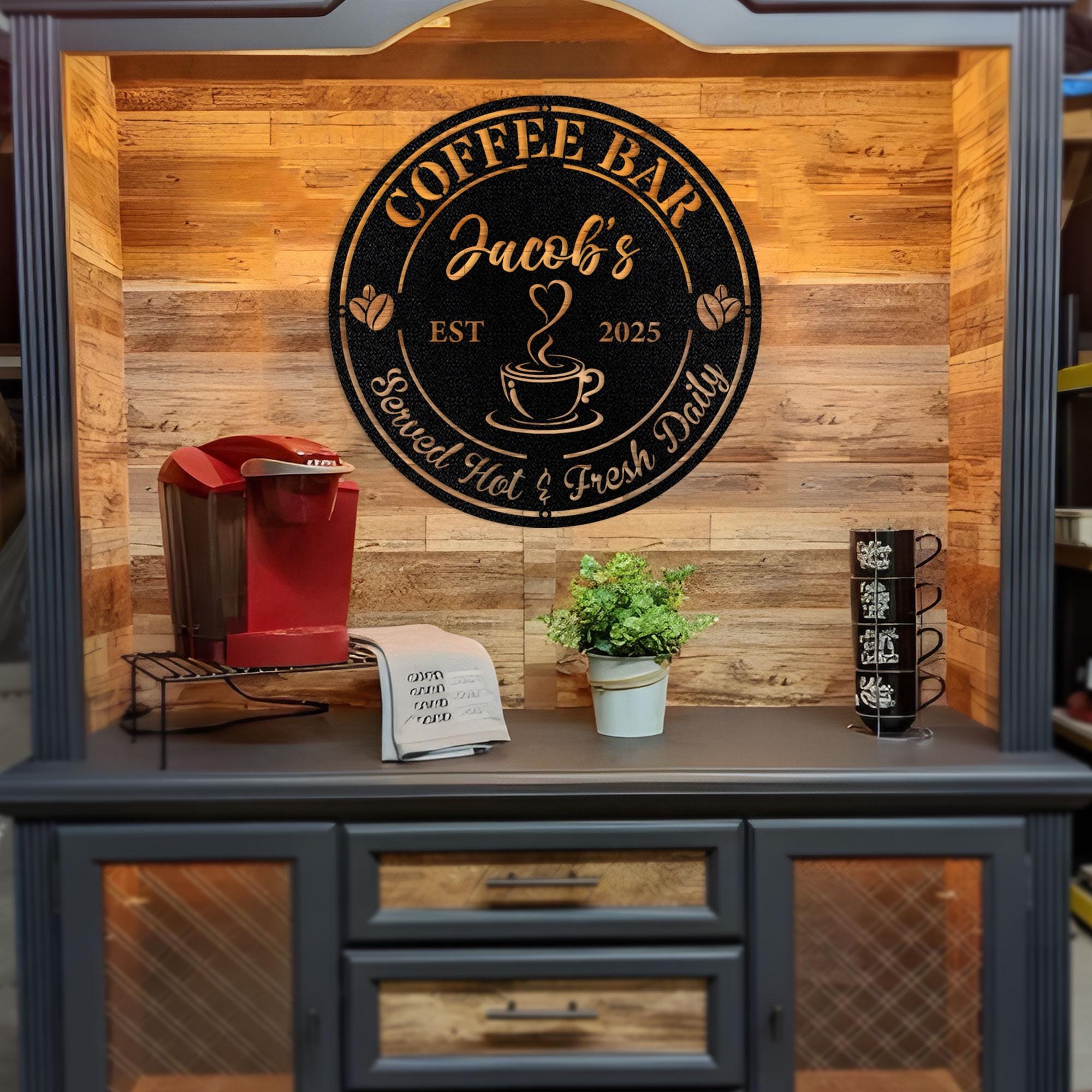 Personalized Coffee Bar Sign for Kitchen,coffee Bar Sign Wall Art ...