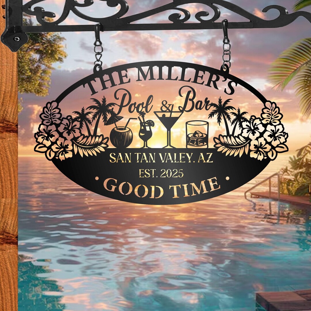 Pool Signs for Outdoor Personalized, Custom Bar Sign, Pool Bar Sign ...