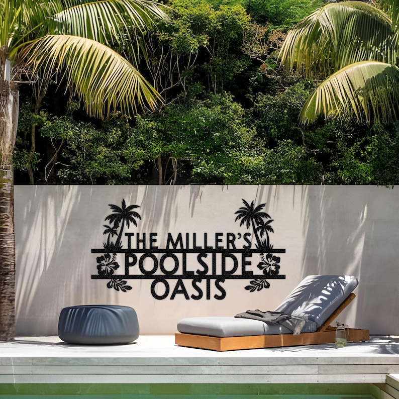 Personalized Backyard Pool Metal Sign: Tropical Oasis Decor - Etsy