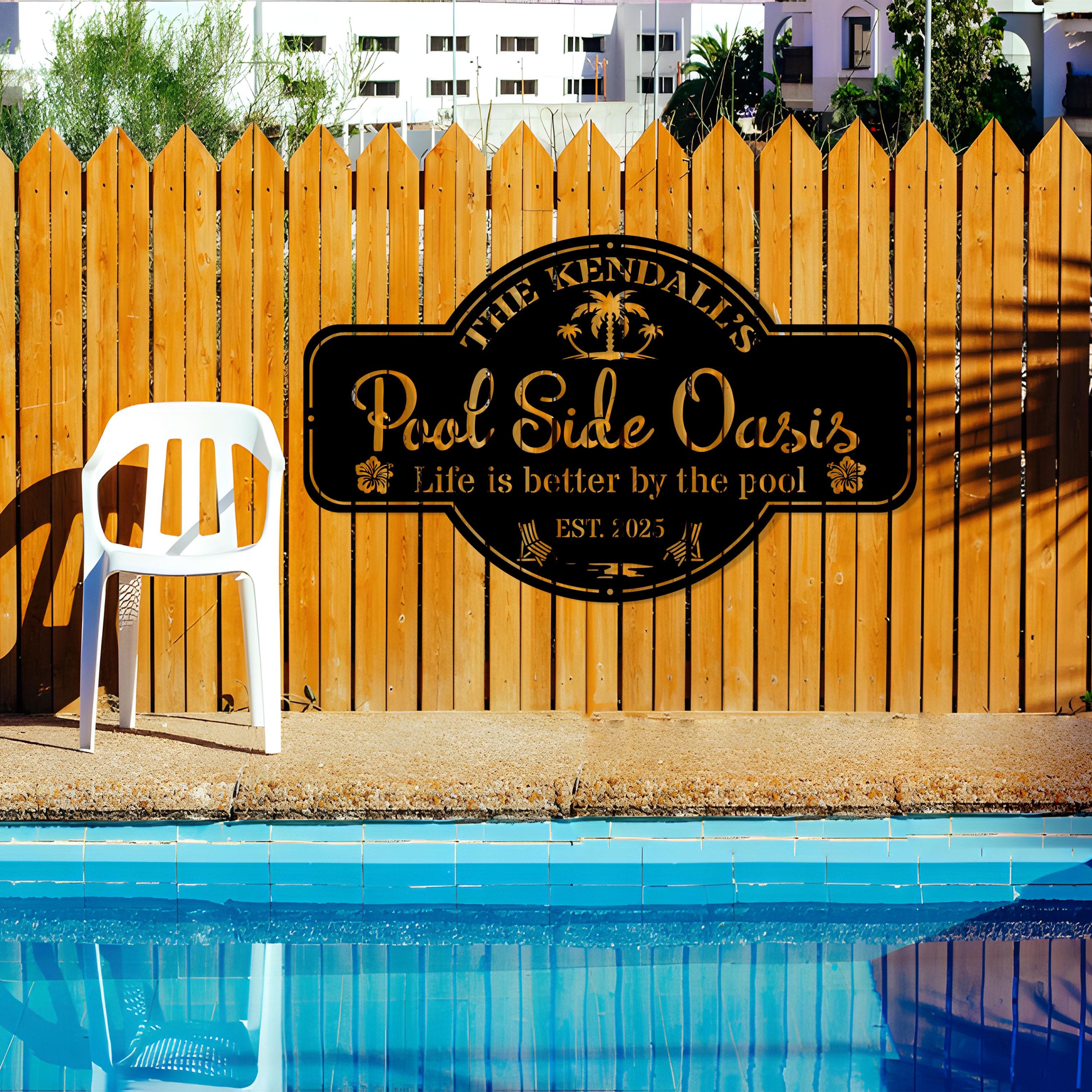 Personalized Hibiscus Pool Sign Metal Wall Art,outdoor Patio Decor ...