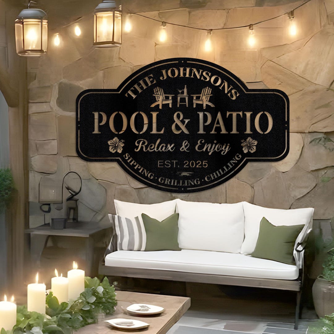 Personalized Pool & Patio Sign Backyard Bar and Grill Pool,pool Sign ...
