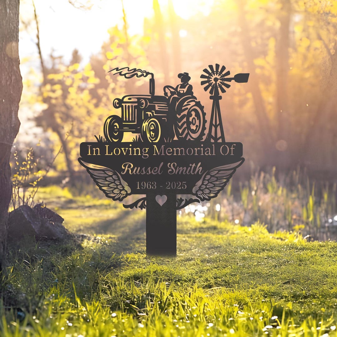 Custom Tractor Memorial Plaque: Outdoor Grave Marker, Farmer ...