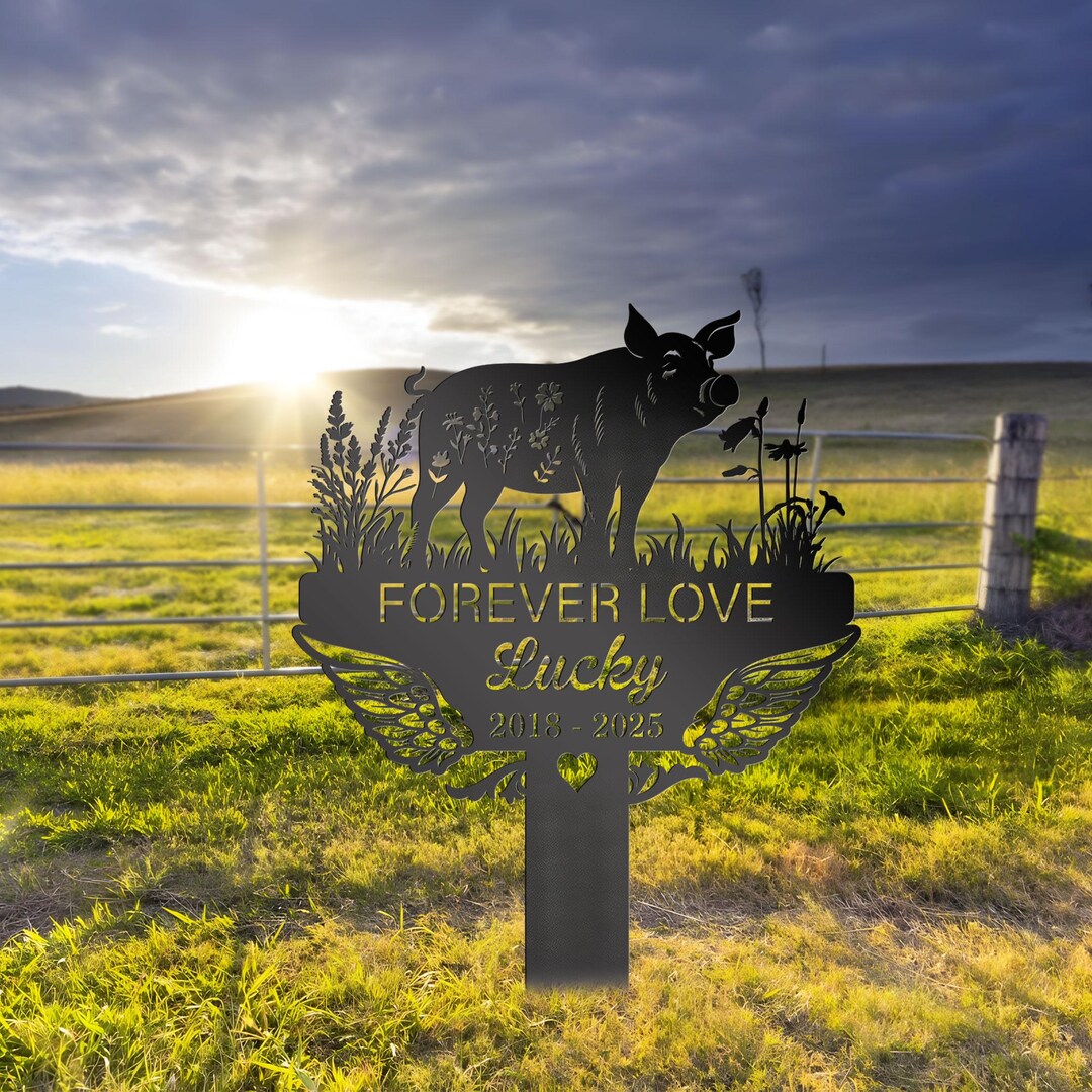 Custom Pig Memorial Garden Stake Personalized Pig Grave Marker With ...