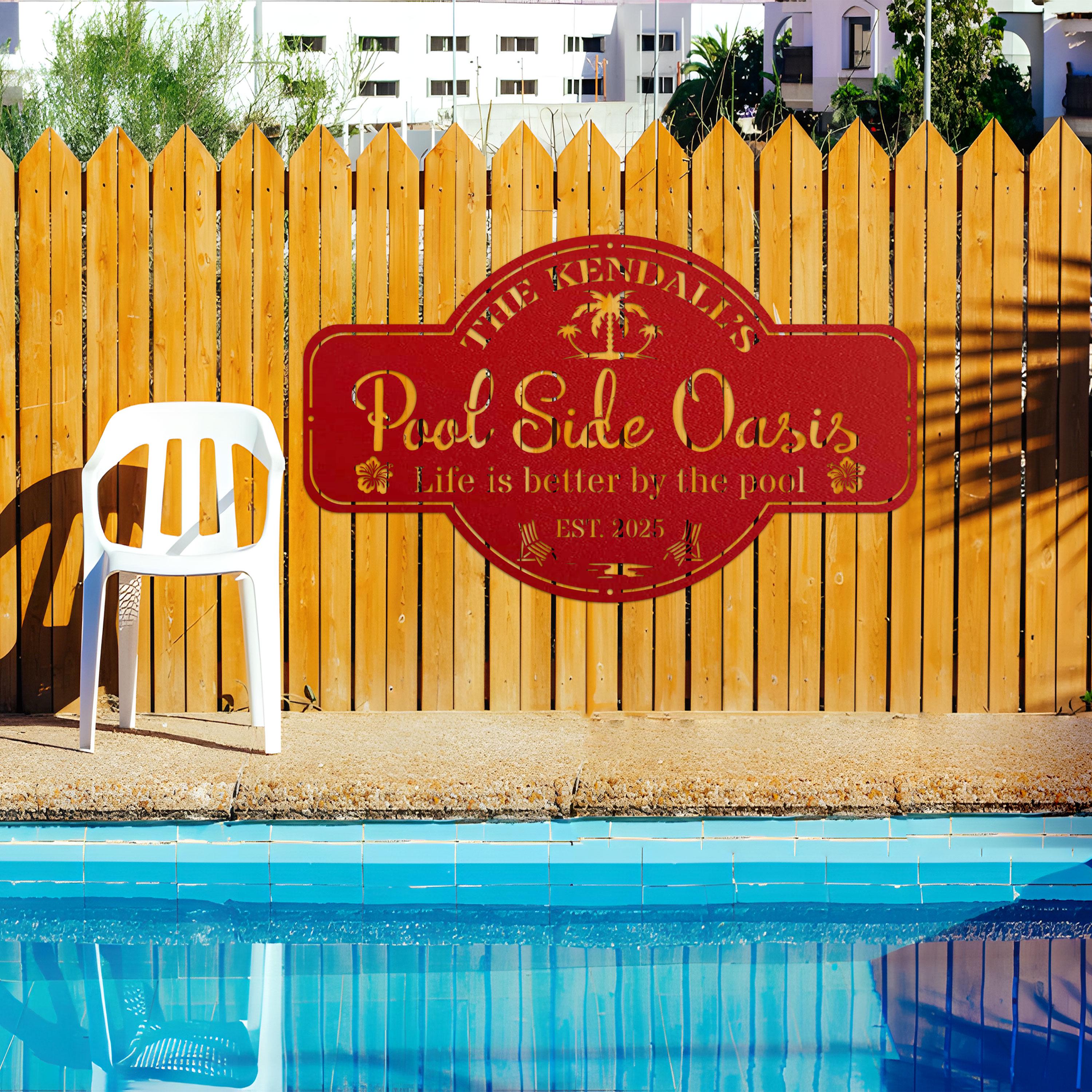 Personalized Hibiscus Pool Sign Metal Wall Art,outdoor Patio Decor ...
