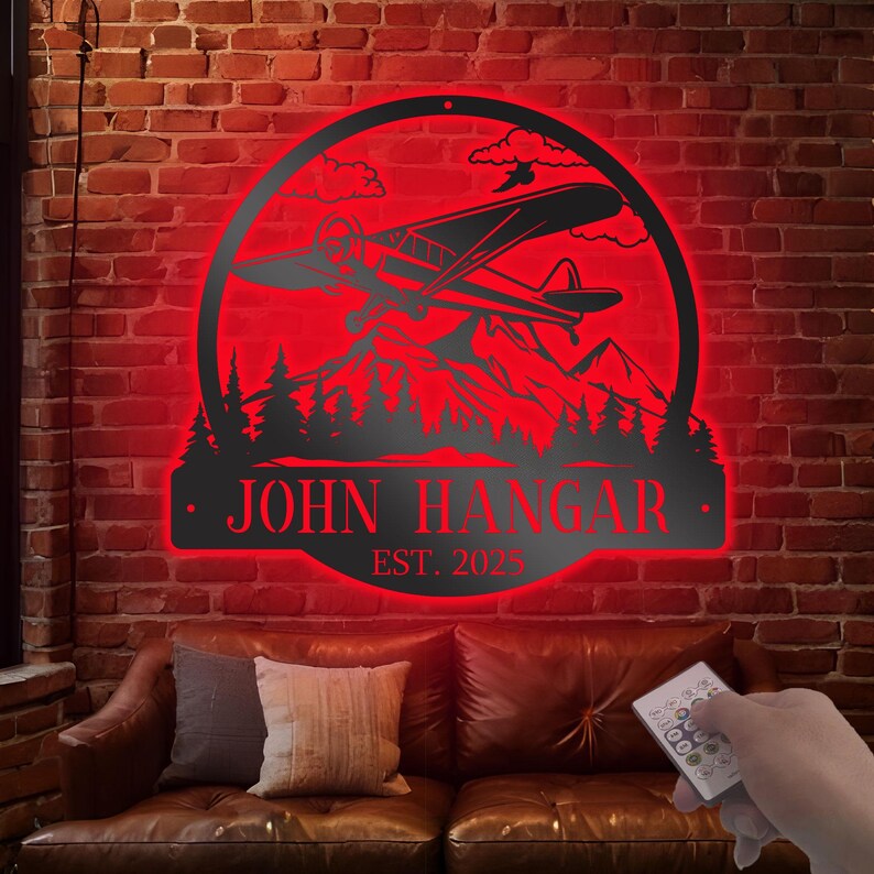 Custom LED Airplane Hangar Sign: Personalized Aviation Decor - Etsy