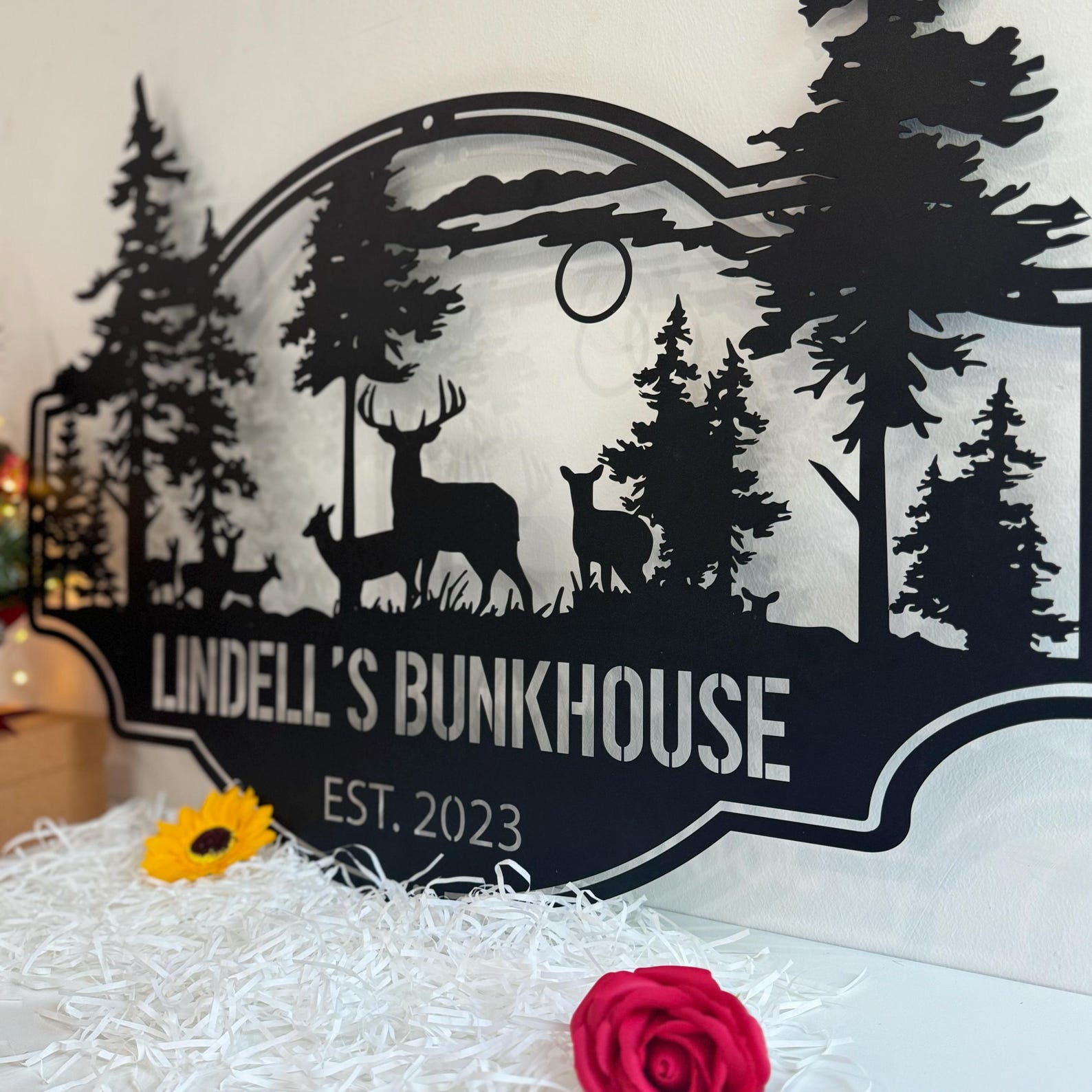 Personalized Deer Metal Cabin Sign: Custom Family Name Monogram - Etsy