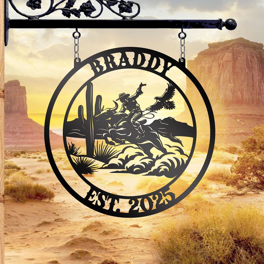 Custom Bull Rider Metal Wall Art, Personalized Rodeo Name Sign Home ...
