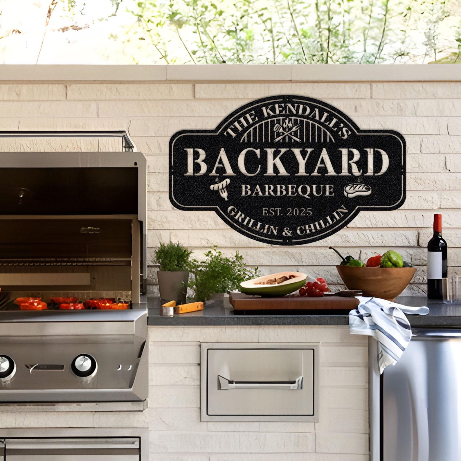Personalized Metal Barbecue Wall Sign, Custom Grill Sign, Barbecue Sign ...
