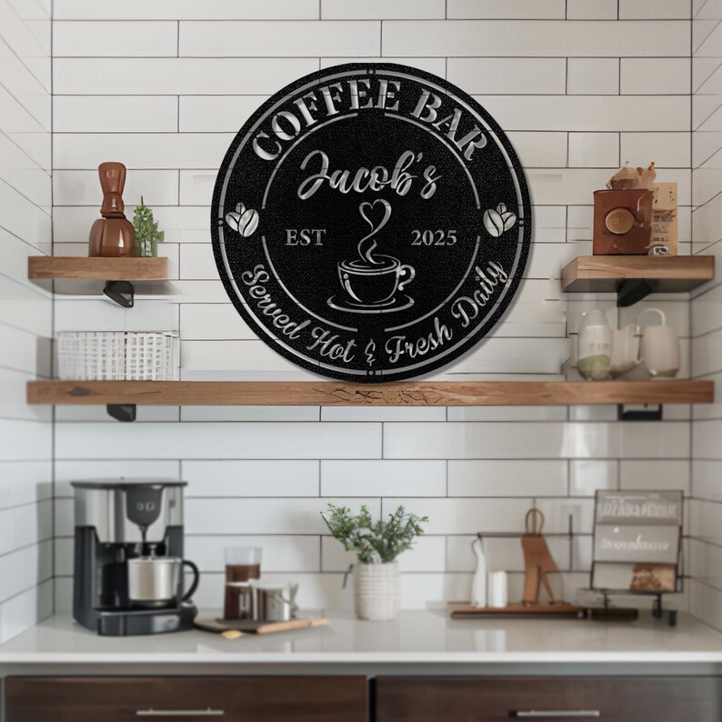 Personalized Coffee Bar Sign for Kitchen,coffee Bar Sign Wall Art ...