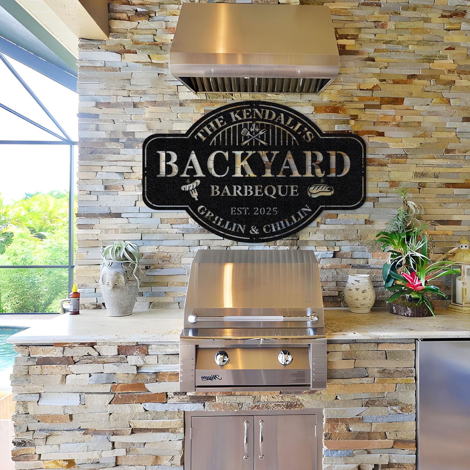 Personalized Metal Barbecue Wall Sign, Custom Grill Sign, Barbecue Sign ...