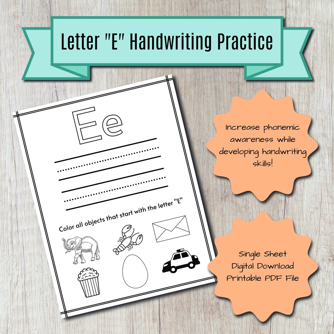 Letter e Traceable Handwriting Practice I Individual Letter Coloring ...