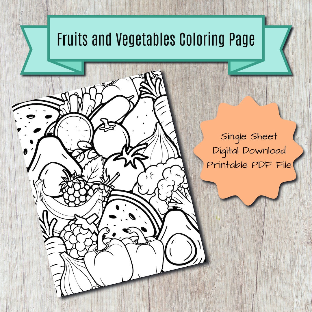 Fruit and Vegetable Coloring Page I Individual Coloring Page I Digital ...