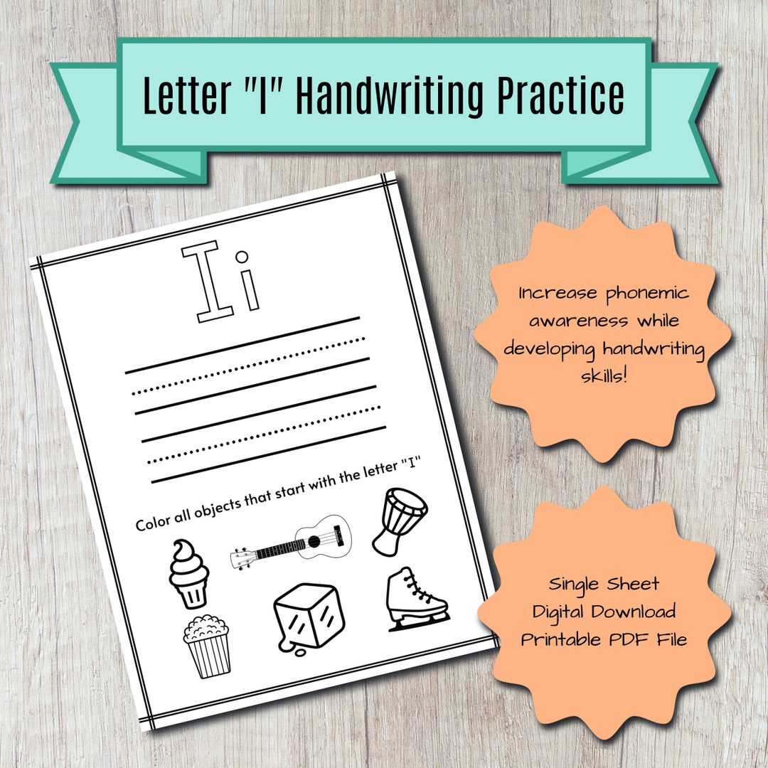 Letter i Traceable Handwriting Practice I Individual Letter Coloring ...