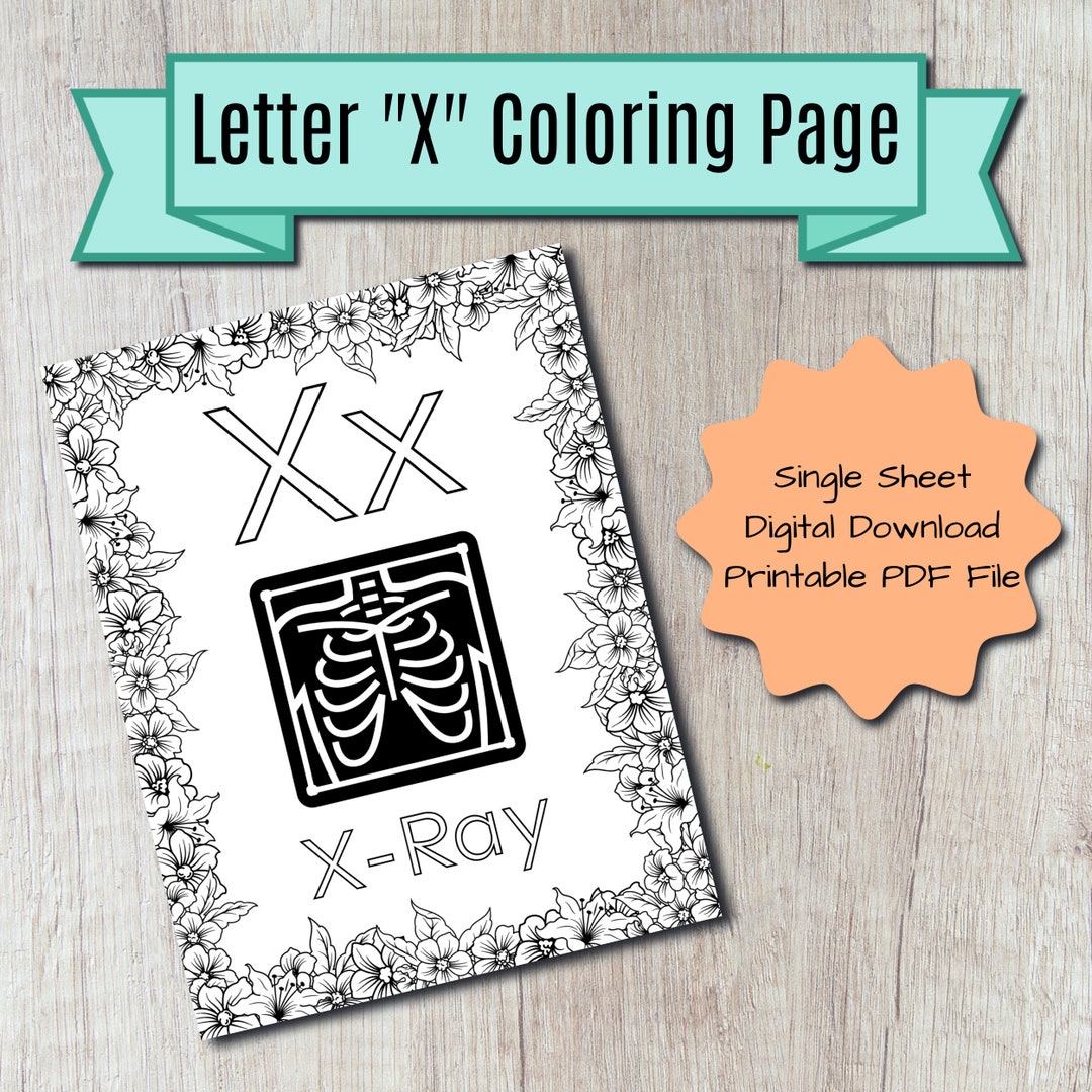 Letra "X" Página para colorear con motivos florales I Página para ...