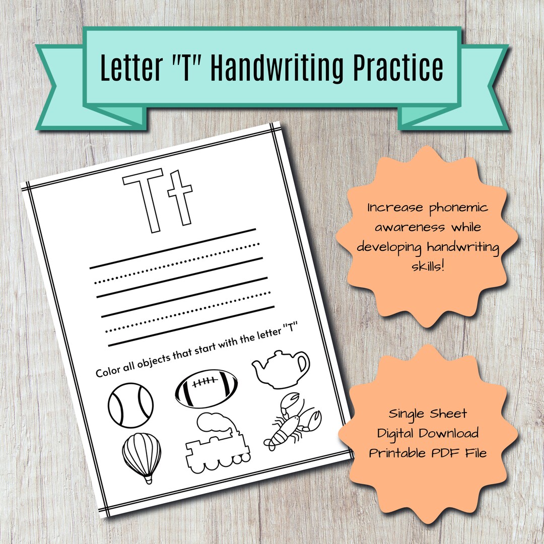 Letter t Traceable Handwriting Practice I Individual Letter Coloring ...