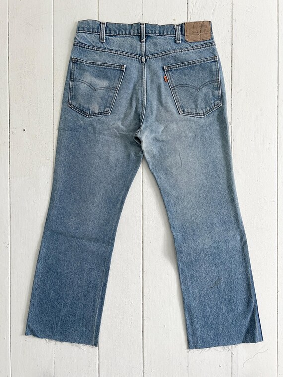 Super Light Fade Levi s Orange Tab Vintage 517 With Raw hem Cropped Hem the Original Bootcut Jeans Etsy