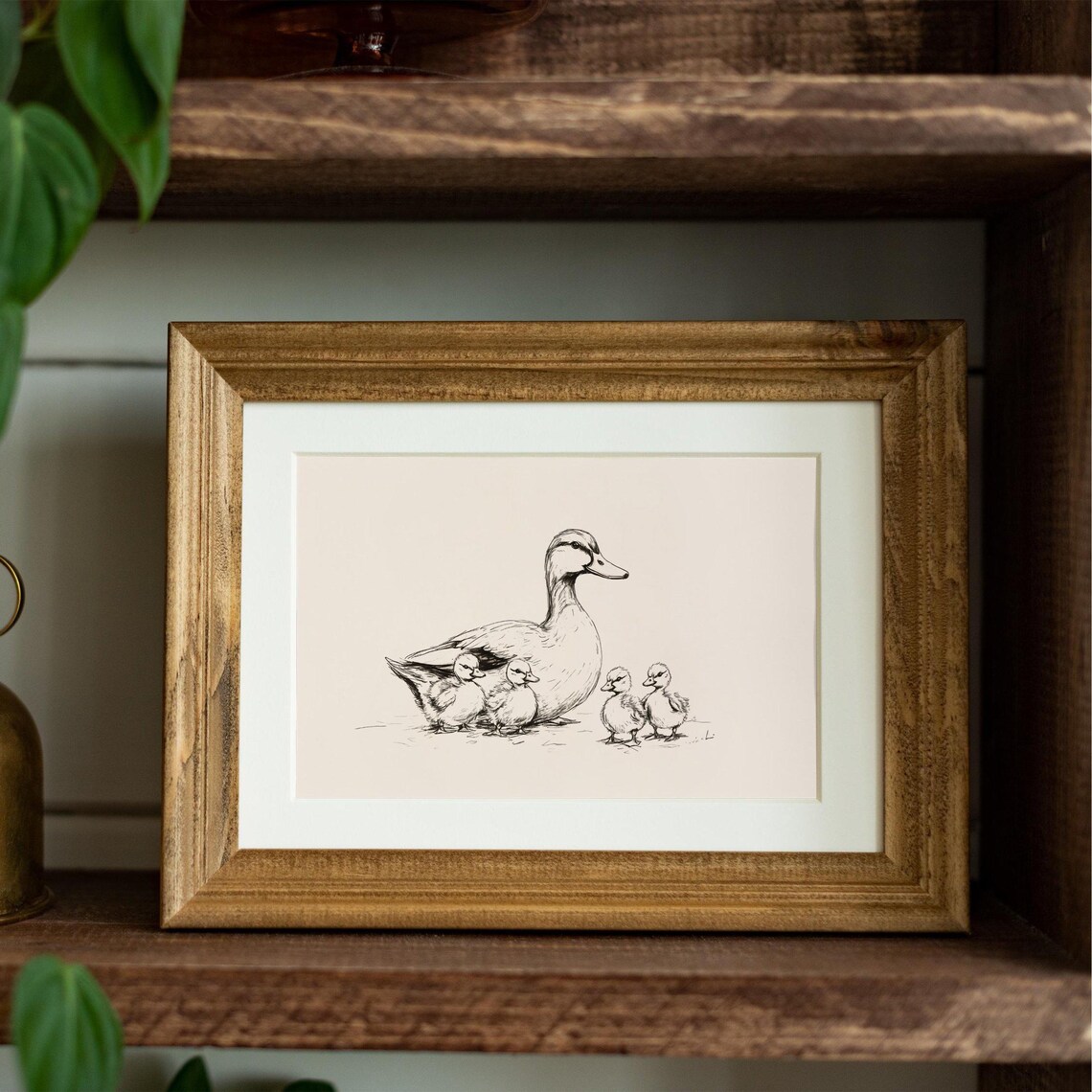 Rustic Duck Family Print | Classic Duck Gosling Artwork | Vintage Duck ...