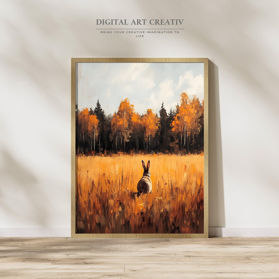 Autumn Landscape Printable Wall Art | Vintage Rabbit and Autumn ...