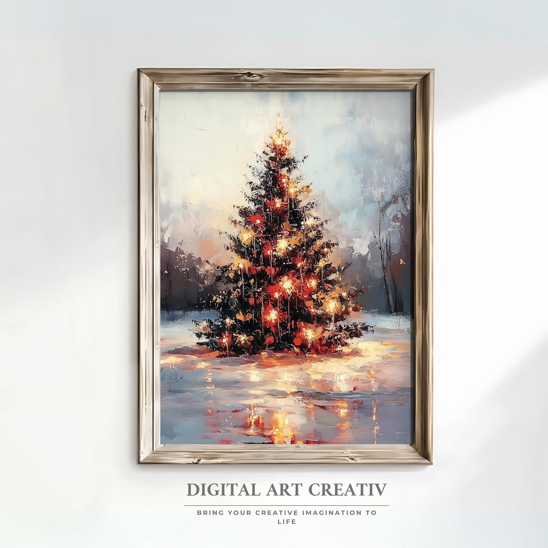 Printable Christmas Tree Wall Art Winter Holiday Decor Evergreen Tree ...