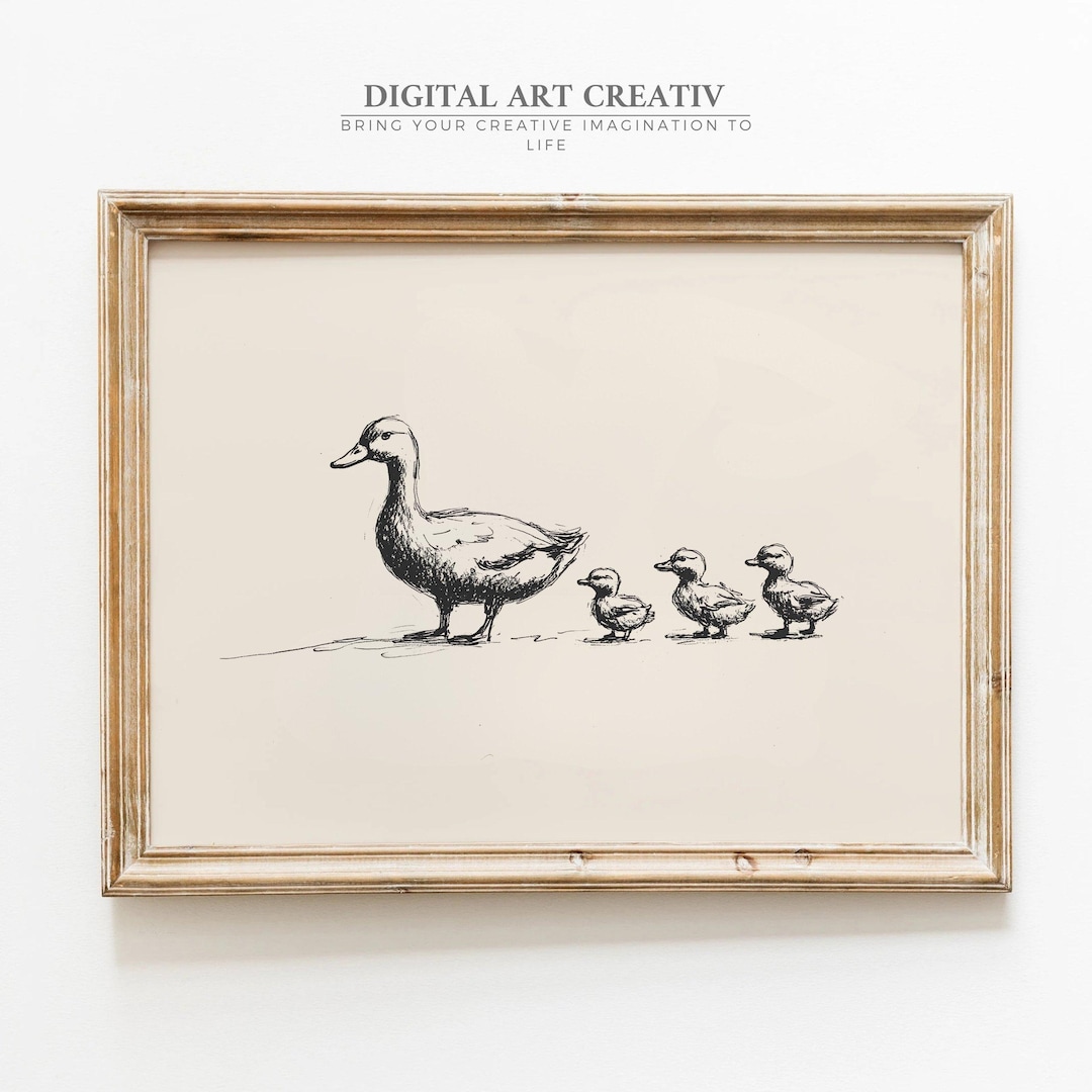 Vintage Duck Sketch | Baby Animal Nursery Art | Vintage Goose ...
