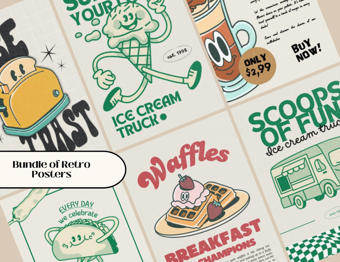 Retro Posters | Printable Wall Art Bundle | Digital Download - Etsy