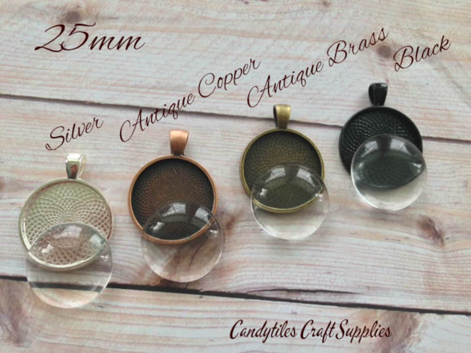 10pk... Circle Pendant Trays...with Glass Inserts ....size - Etsy