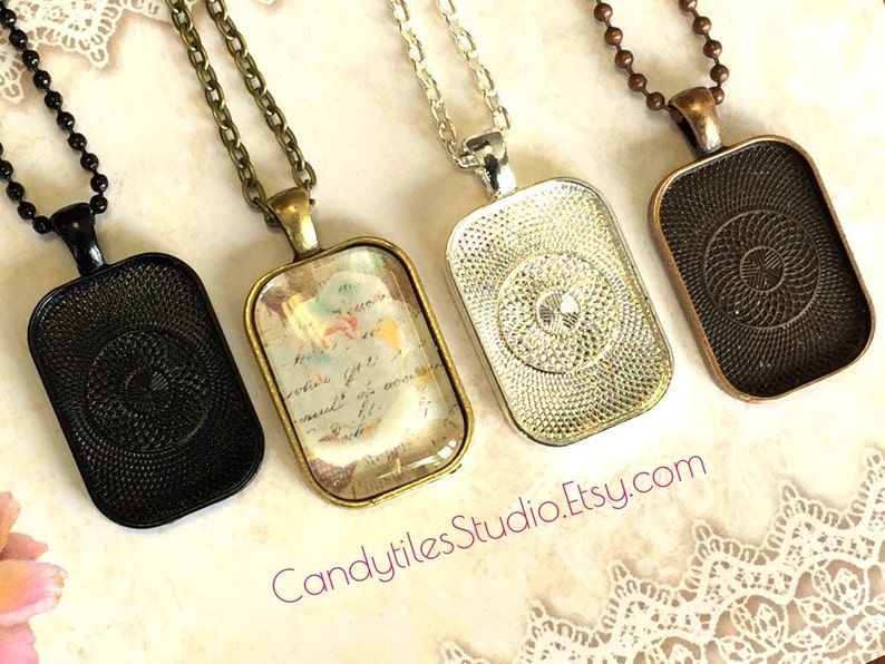 20pk...20x30mm Pendant Trays...with Glass Inserts, Rectangle Pendants ...