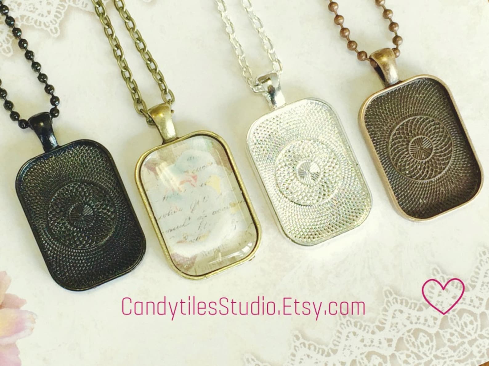 20pc..diy Pendant Tray Necklace Kit...size 20x30mm...pendant Trays ...