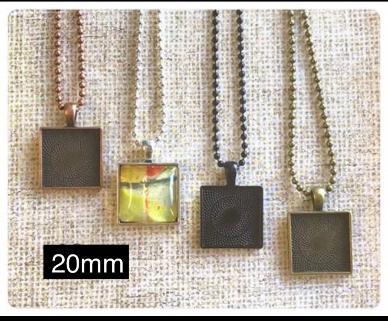 20pk...20mm Square Pendant Trays...with Glass Inserts...bezel - Etsy