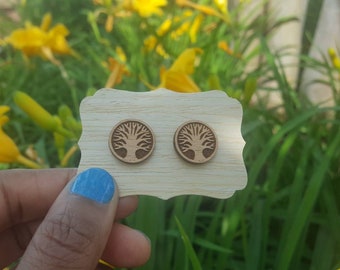 Tree Earrings Laser Cut Jet Black Tree Silhouette Earrings | Etsy