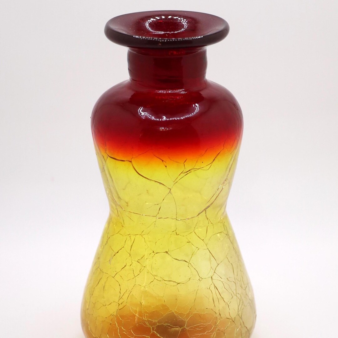 Vintage Amberia Crackle Glass Bottle/vase - No Stopper. - Etsy
