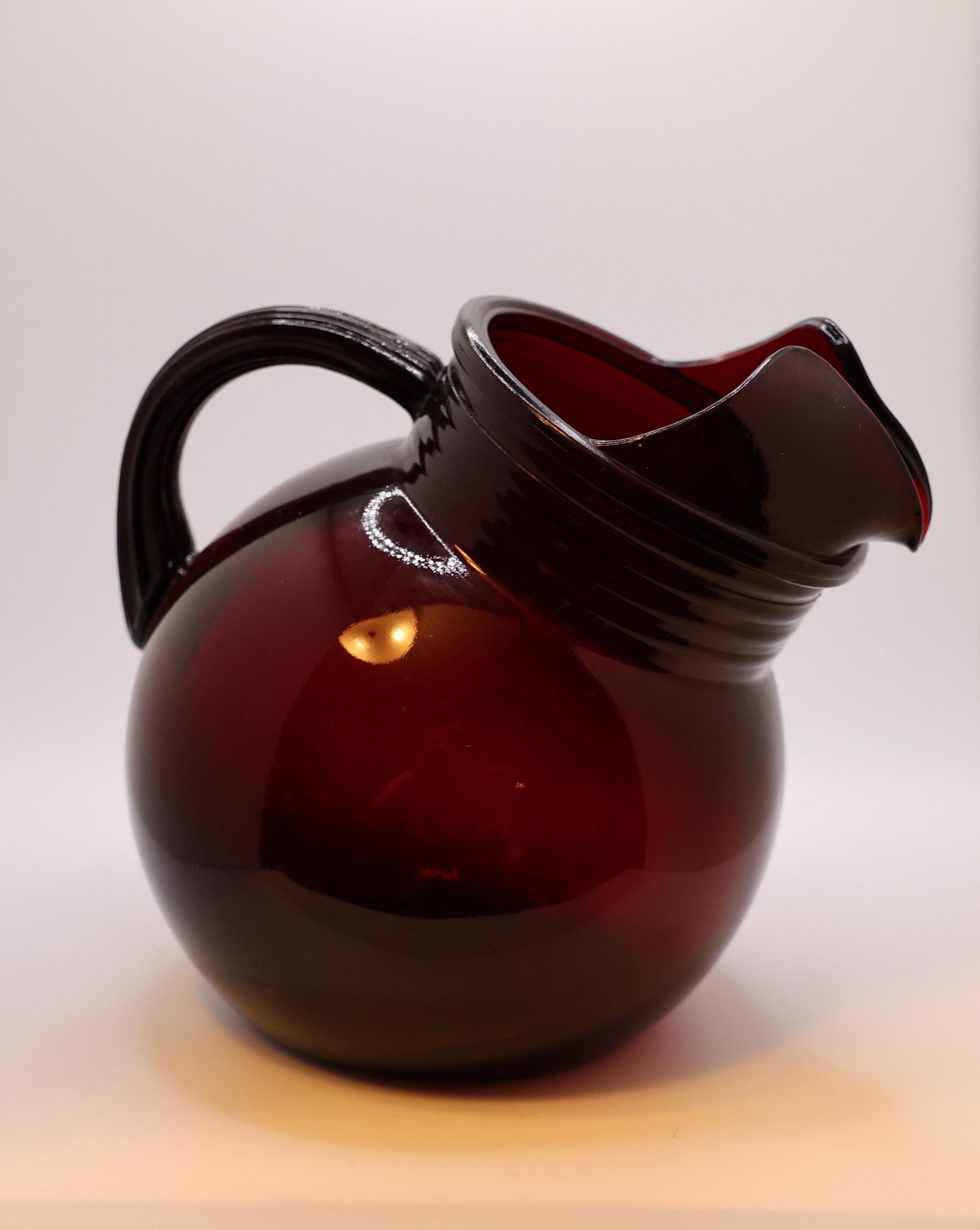Vintage Anchor Hocking Ruby Red Glass Tilt Ball Pitcher - Etsy
