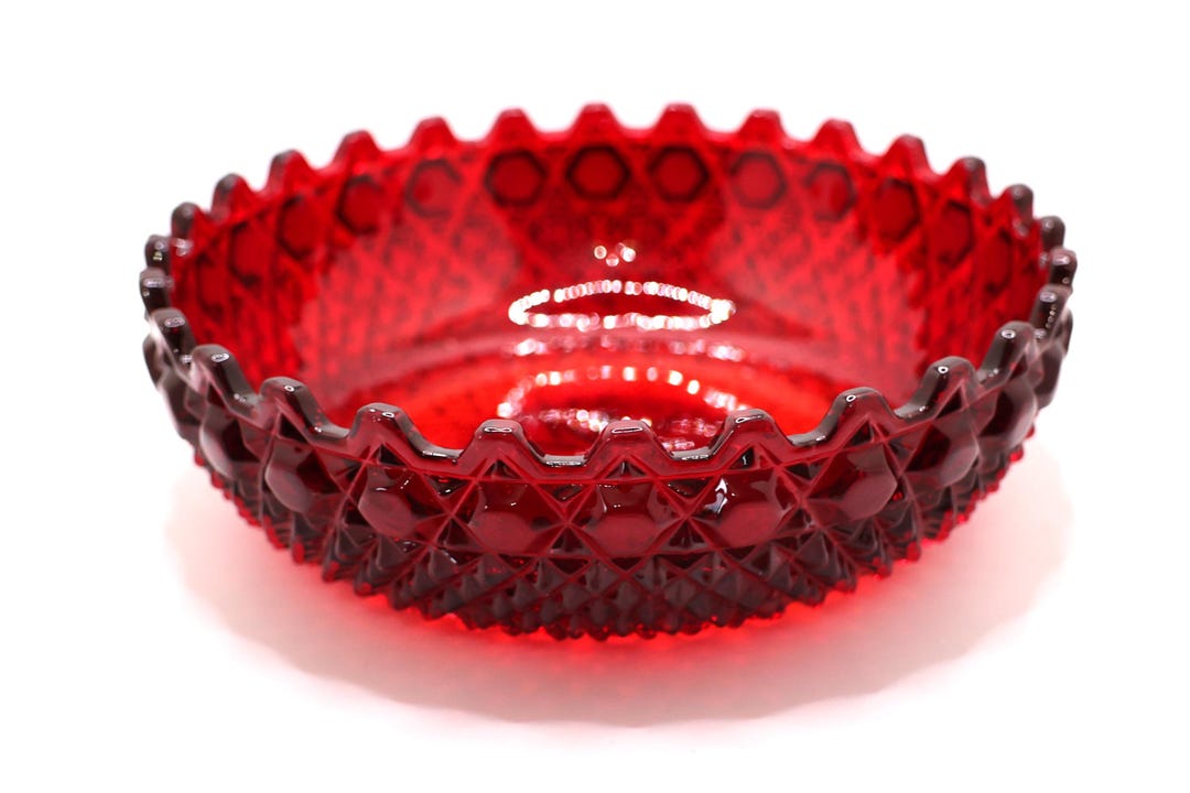 Rare Ruby Red Sowerby Glass Hob and Button Candy/serving/snack Dish ...