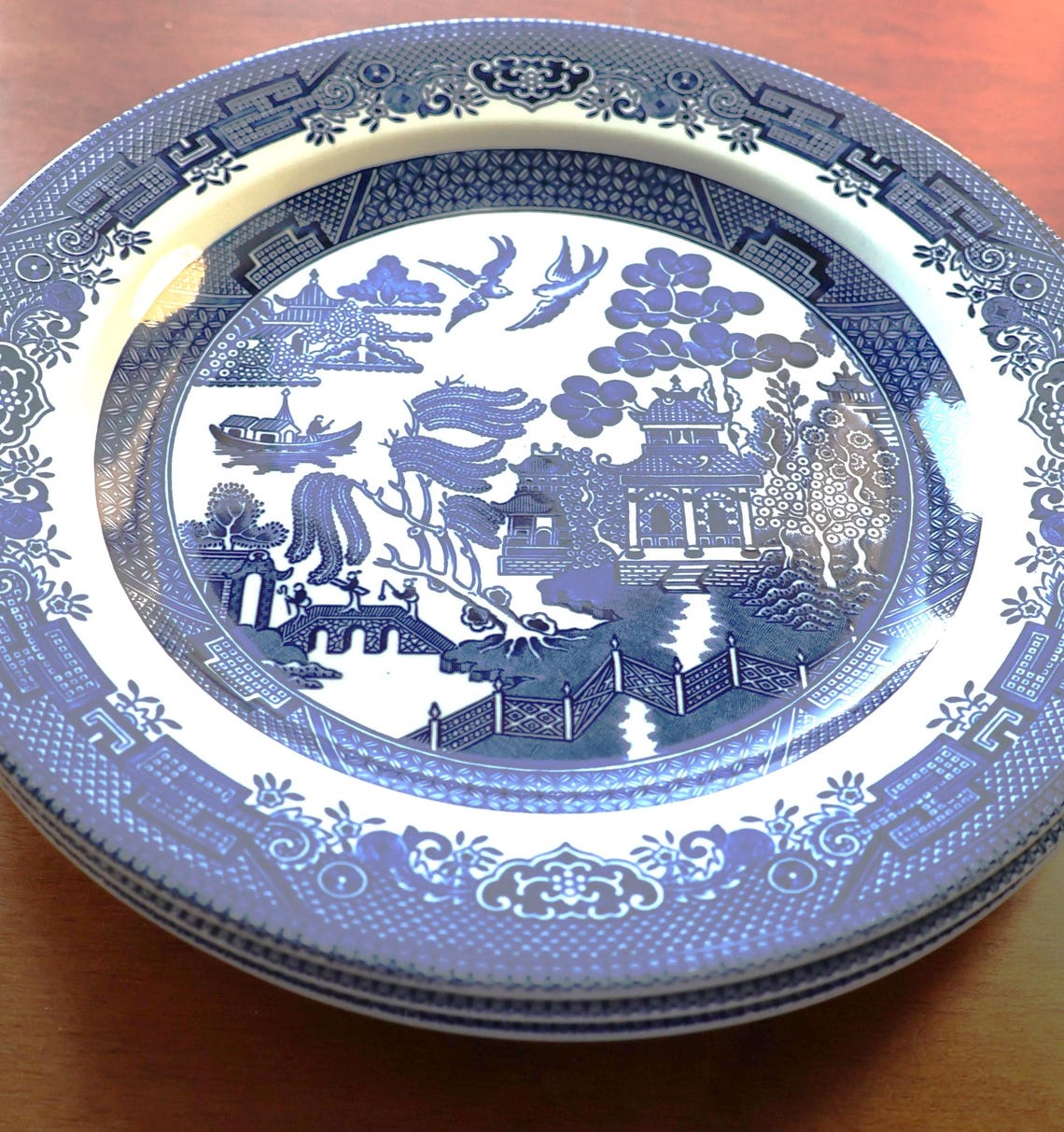Set of 4 Churchill, England, Blue Willow Dinner Plates 10 Inches Round ...