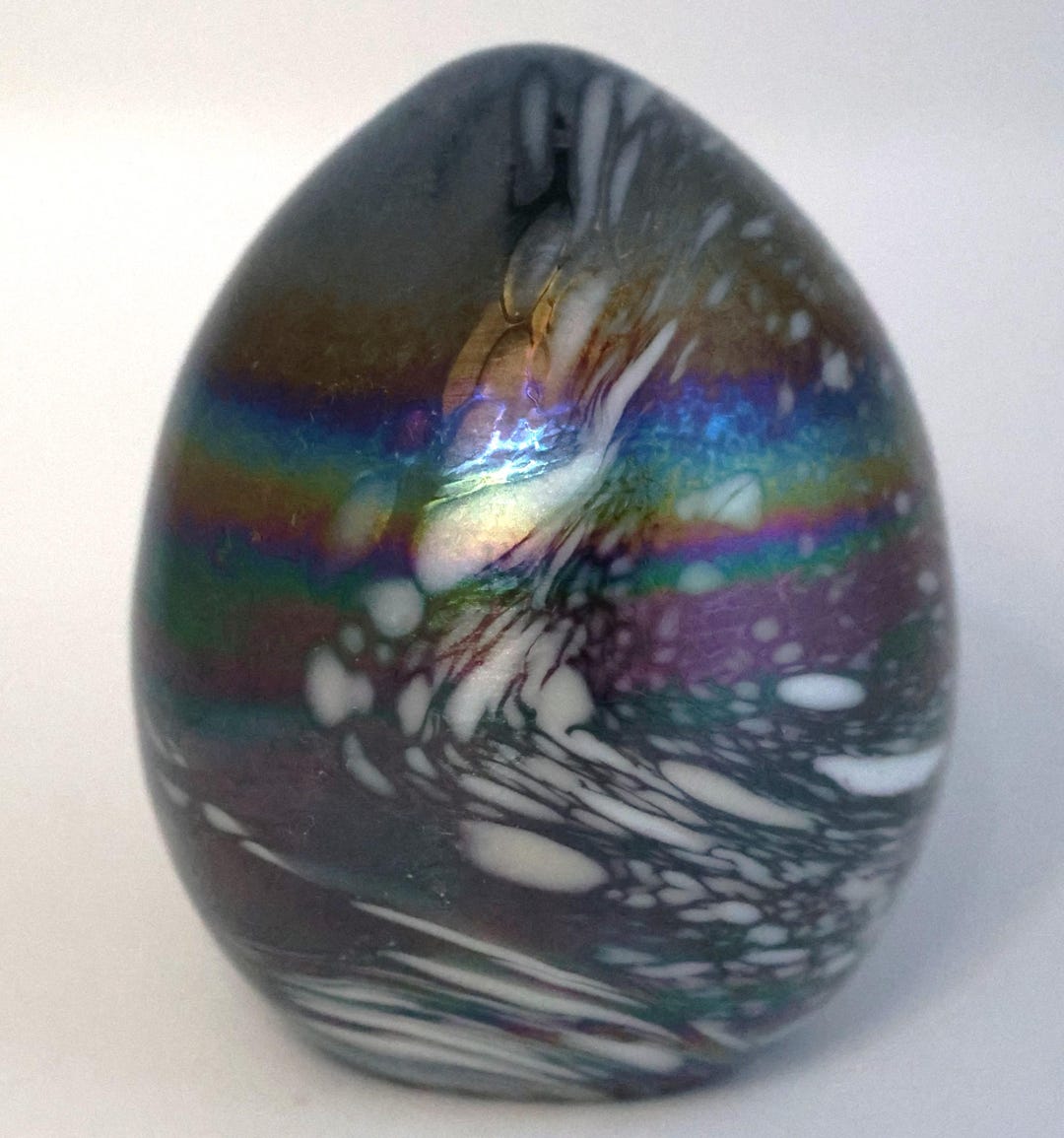 Dark Grey/purple Iridescent Glass Paperweight With Spatter Glass ...