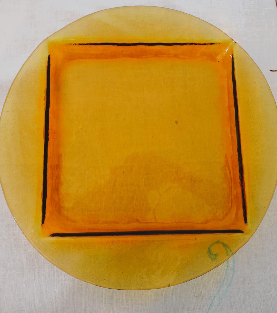 Round Amber Dinner Plate by Lindshammer Glass, Sweden - Etsy