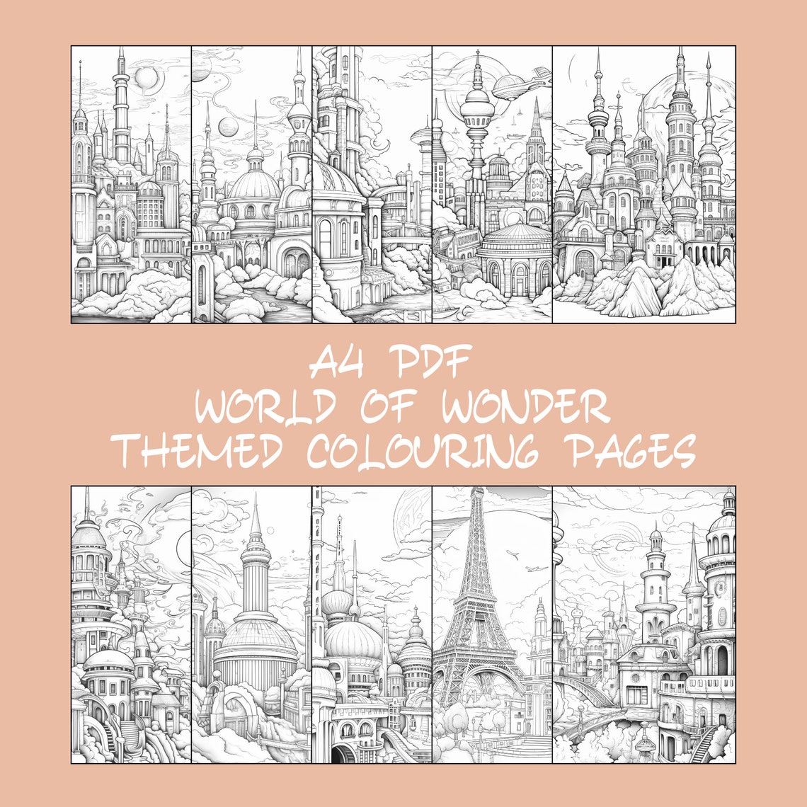 World Monuments Colouring Pages PDF | 10 World of Wonder Printable ...