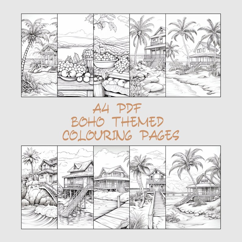 Boho Landscape Colouring Pages PDF | 10 Artistic Printable Colouring ...