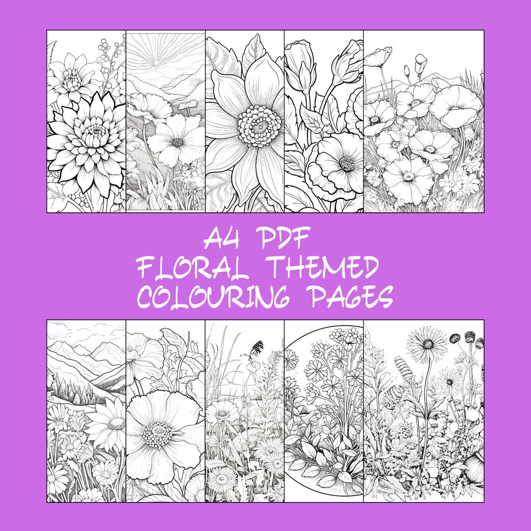 Floral Themed Colouring Pages PDF | 10 Beautiful Printable Colouring ...