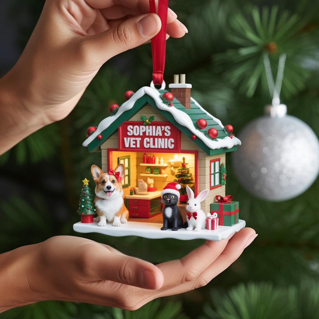 Charming Miniature Vet Clinic Ornament, Custom Animal Hospital ...