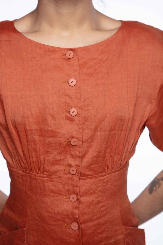 Chloé 1990s Rust Linen Dress - Gem